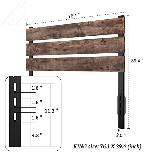 Keureedg Headboard Only Wooden Headboard with Metal Slats, Stable Structure and Easy to Assemble, Twin XL/Queen/King (King)
