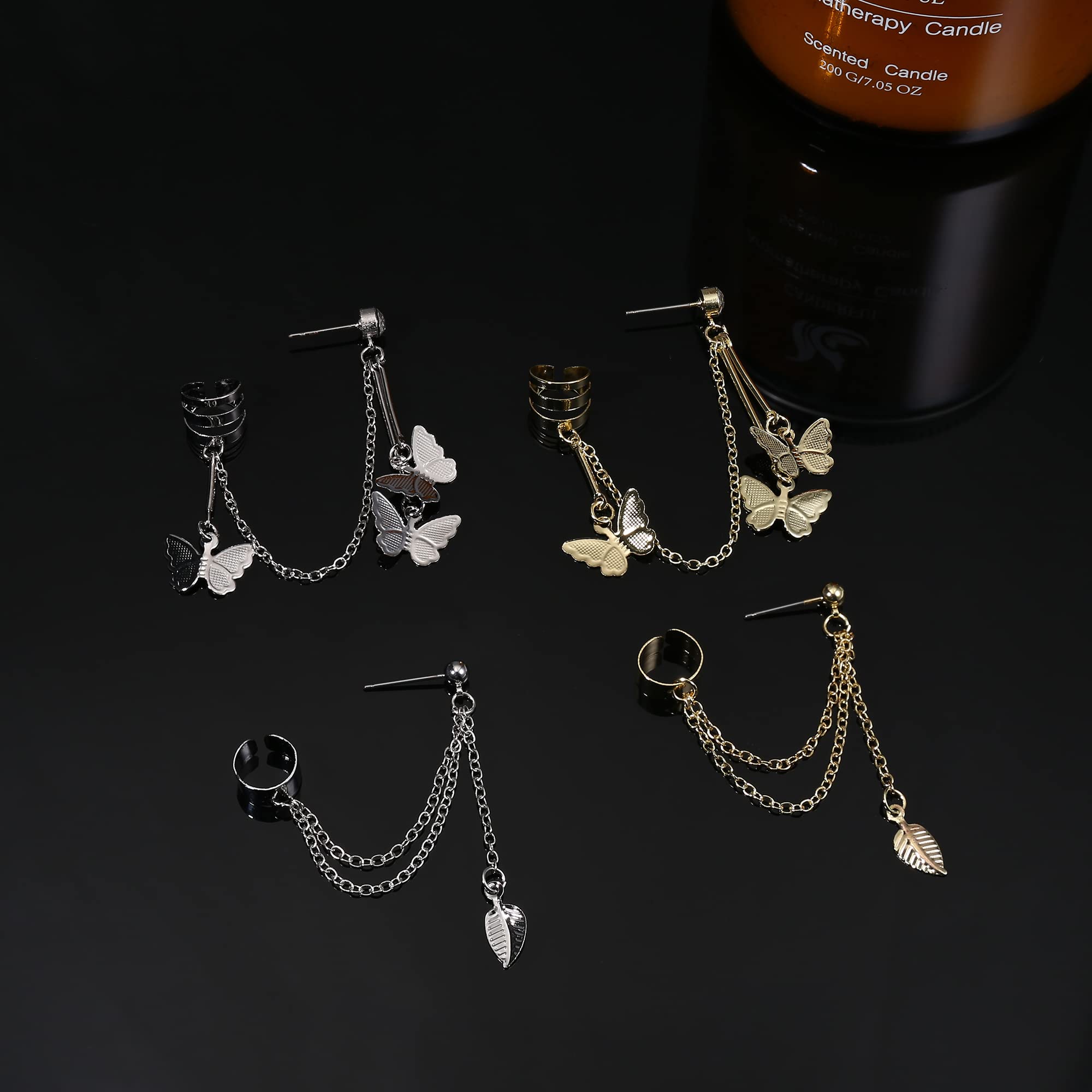 HAIAISO 51Pcs Ear Cuffs for Women Non Piercing Adjustable Ear Cuff Earrings Cuff Chain Earring Clip On Cartilage Helix Wrap Earrings