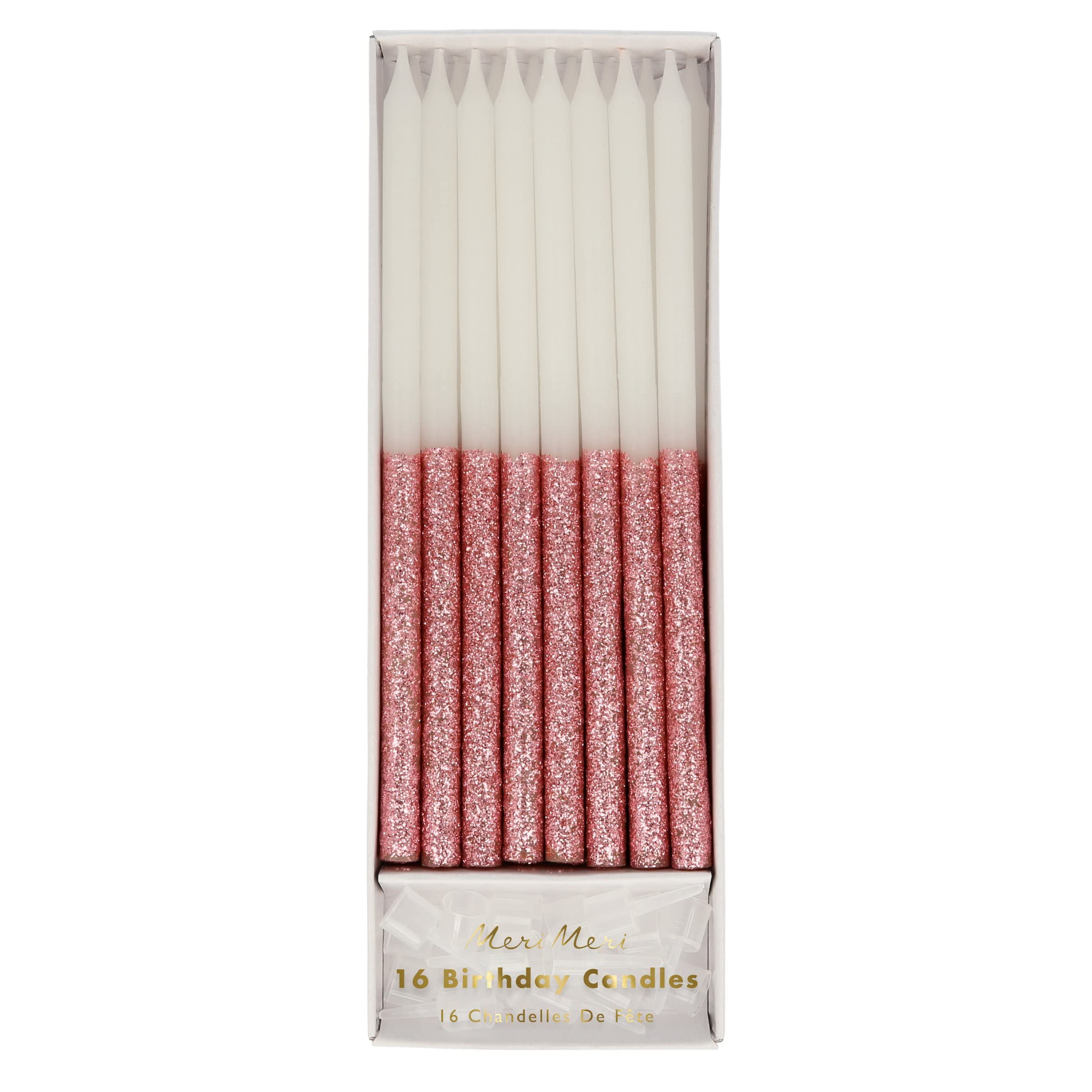 Meri Meri Glitter Dipped Birthday Candles for Cake (Pack of 24), 5.75" Tall, Unscented Meri Meri Candles