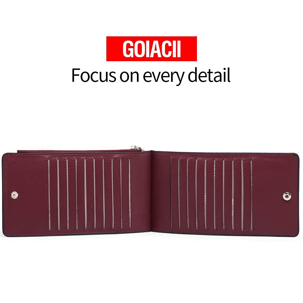 GOIACII Womens Wallet RFID Blocking Slim Bifold Multi Card Case Wallet,Long Credit Card Wallet for Women with Zipper Pocket