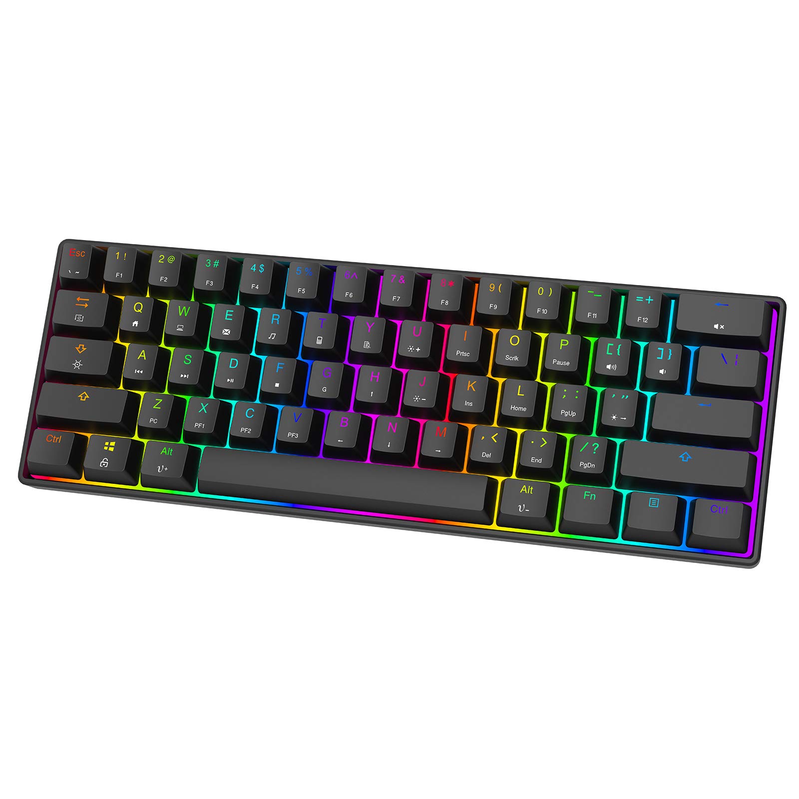 Golanhome 60% Mechanical Gaming Keyboard 61 Keys RGB Magic Refiner MK21 Mechanical Keyboard Portable Gaming Office Keyboard for PC Mac Gamer