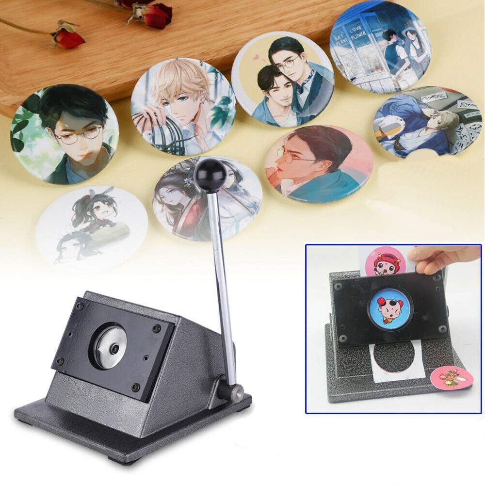 DNYSYSJ Badge Button Maker Cutting Machine Manual Round Graphic Punch Die Cutter DIY Button Badge Making Kit 37mm (49mm Cut Diameter)