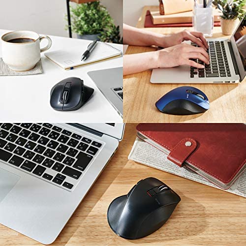 ELECOM Bluetooth Wireless Mouse, Slient, Quiet Click, Ergonomic Design 5 Buttons for iPad, Laptop, Notebook, PC and Mac, Large Size (M-XGL10BBSBK-US)