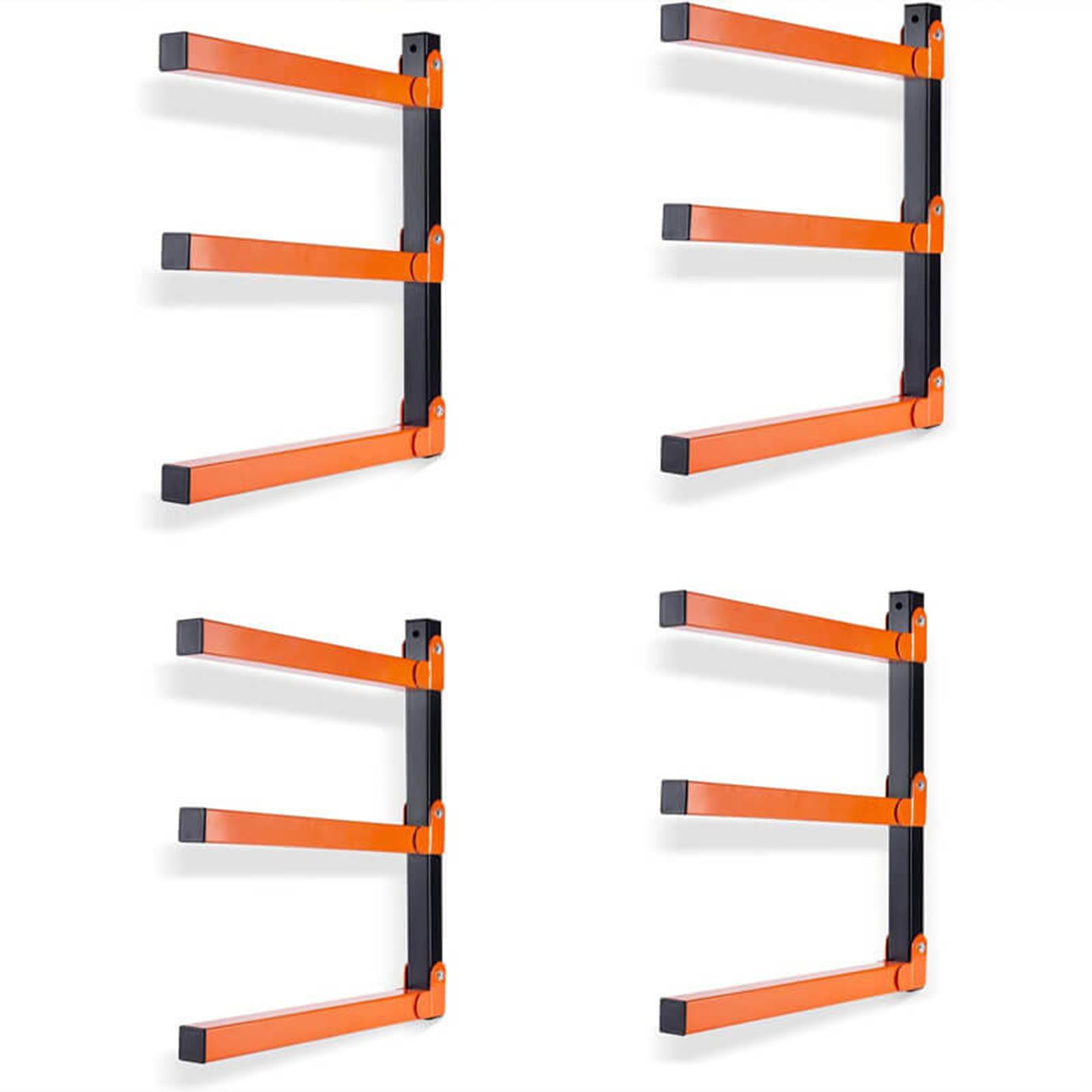 iToolMax 3-Tier Lumber Storage Rack Heavy Duty Wall Mounted, Wood Organizer Shelves for Wall Storage, Garage Storage Organization - Indoor & Outdoor Use (Orange - 4 Pack)