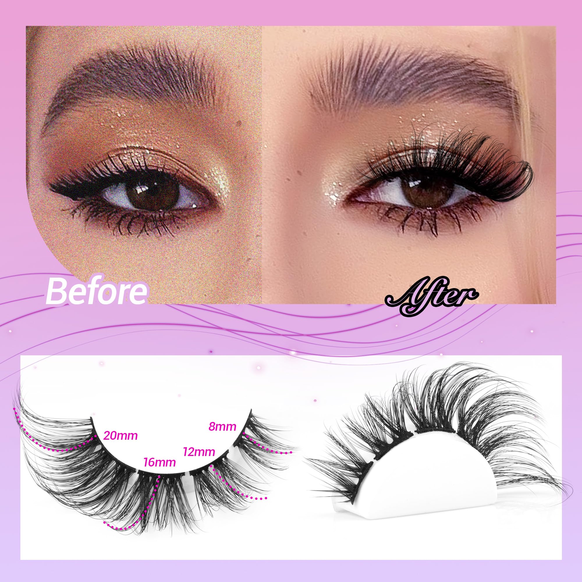 Eyelash Extension Kit 3 Styles Lash Clusters Kit Fluffy Wispy Cat Eye Cluster Lashes Extension Kit with Long Lasting Lash Bond and Seal and Lash Tweezers D Curl Individual Lashes by Vanssymunlin
