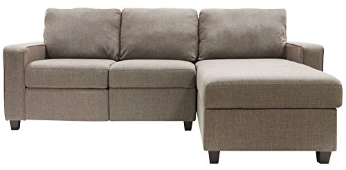 Serta Palisades Reclining Sectional Sofa with Right Chaise, Small Couch with Built-In Storage, Low-Maintenance & Family-Friendly Fabric, Oatmeal