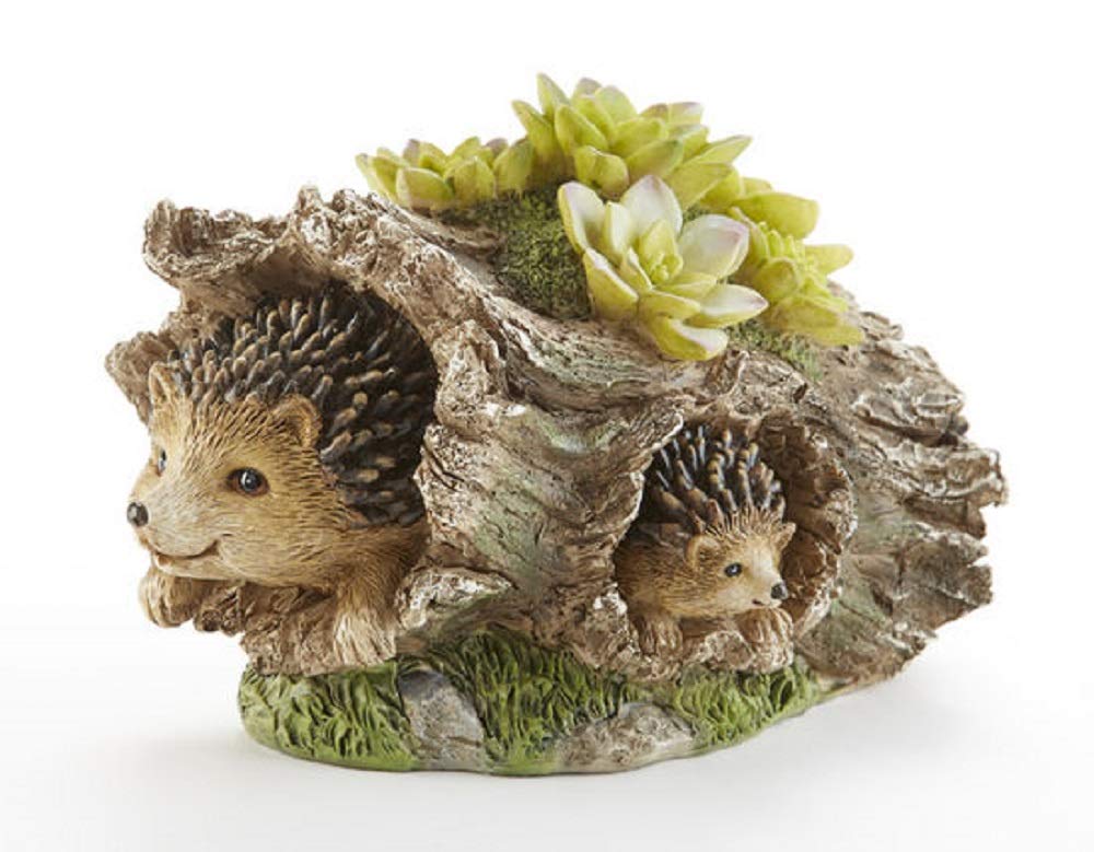 Delton Products 4280-5 Hedgehog in a Log Home Garden Figurine 8 x 4.8 inch