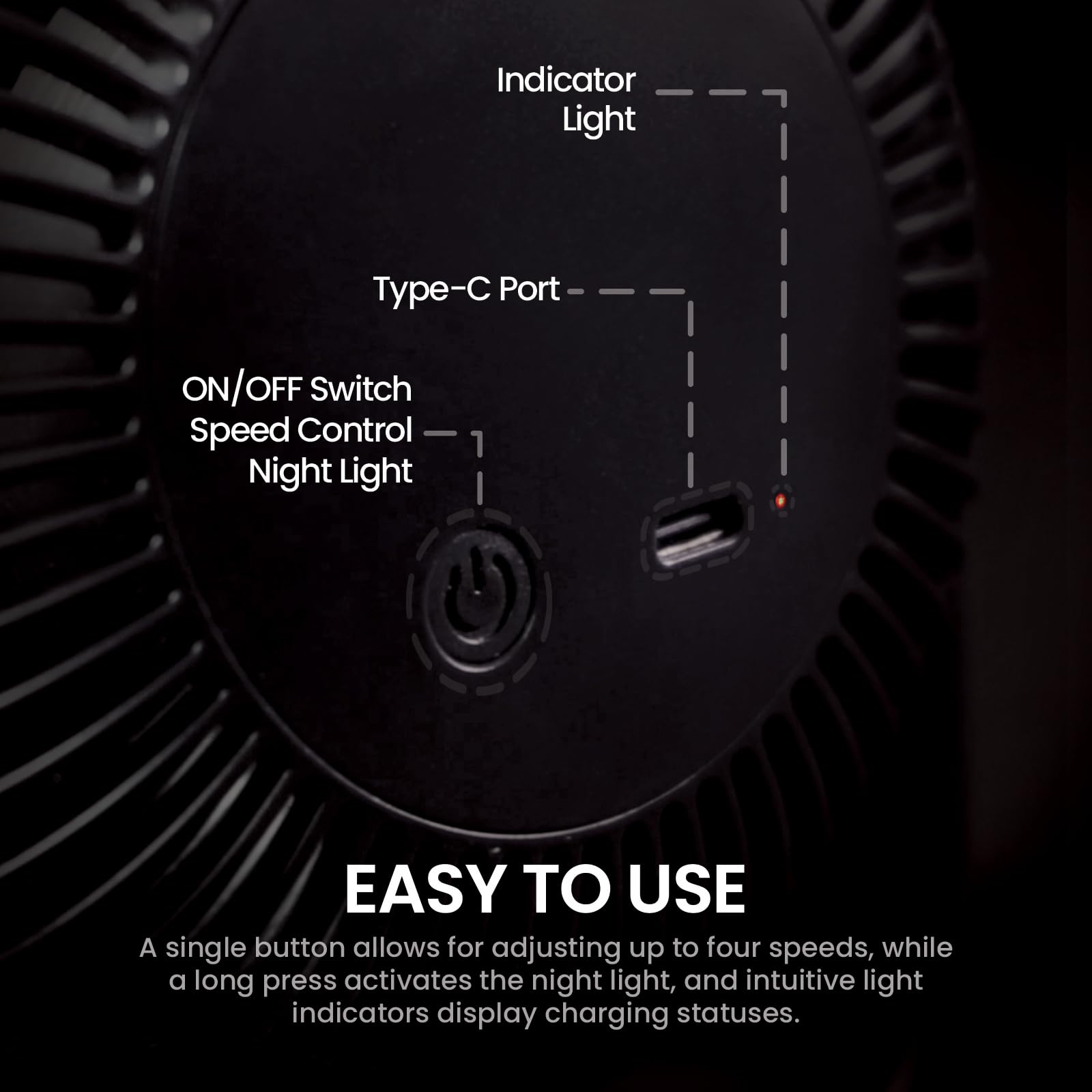 homebine Desk Fan 2000 mAh Battery Fan Rechargeable Mini Fan 4 Adjustable Speed Wireless Fan USB with Strong Airflow Table Fan 360° Rotatable Head Personal Fan for Home and Office
