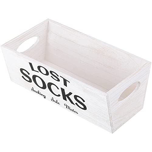 Lost Socks Basket Lost Socks Sign Farmhouse Laundry Room Decor and Accessories Lost Socks Bin Laundry Room Decor Laundry Room Storage Organization Hanging Wall Basket for Laundry Room Storage (White)