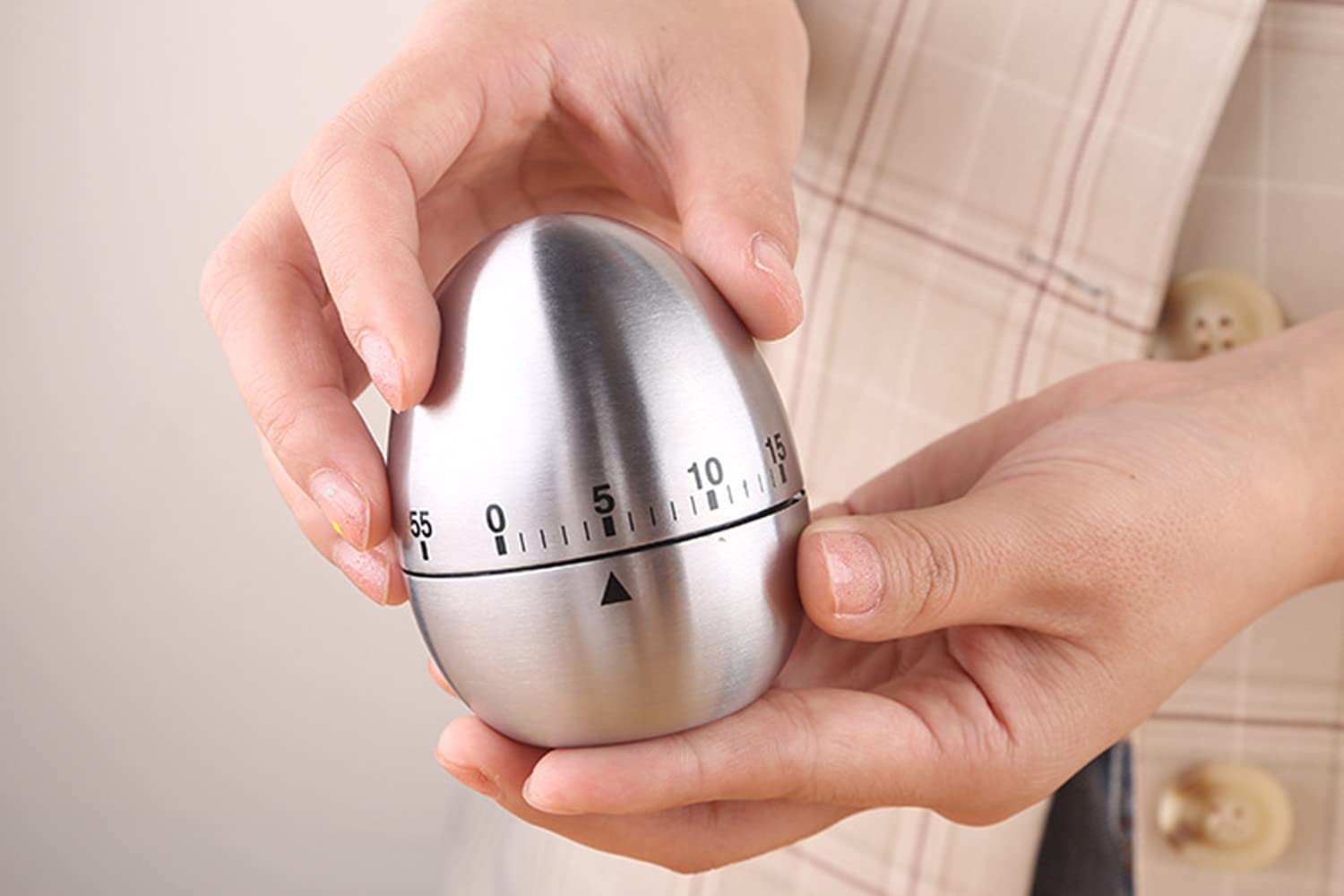Egg Timer Wind up Timer Kitchen Timer Cooking Timer Reminder Timer Mechanical Reminder Cute Timer Mechanical Rotating Alarm with 60 Minutes for Cooking (Silver)