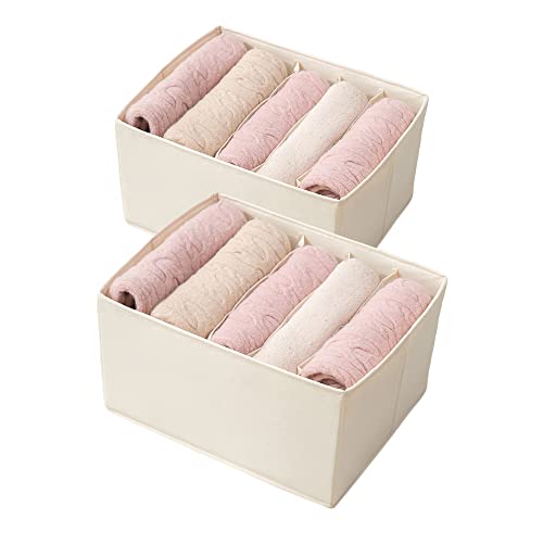 Wardrobe Clothes Drawer Organizers for Closet Clothing T-shirts Jeans Foldable 5 Grids, 2 Pack