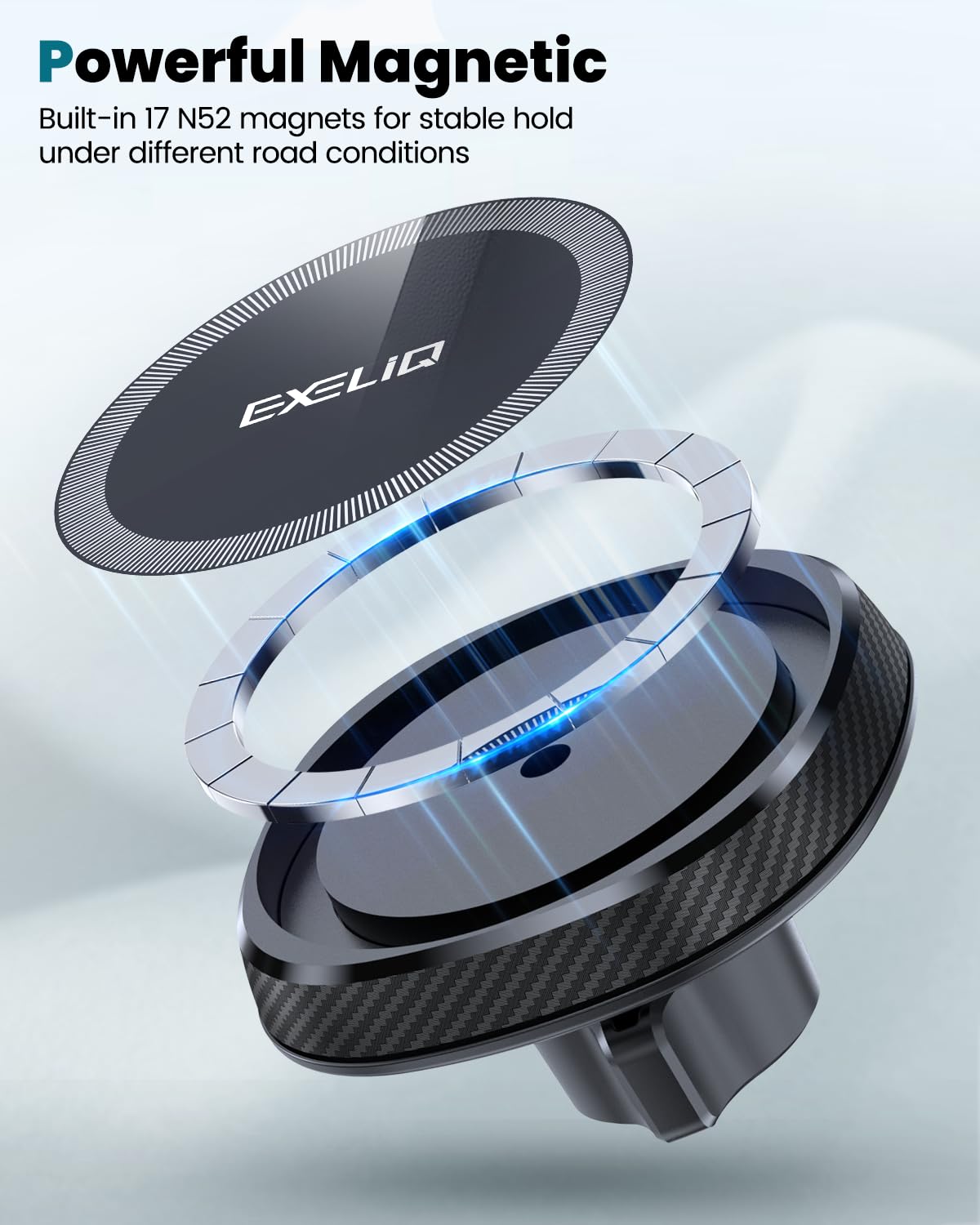 EXELIQ Tesla Phone Mount Holder for Model 3/Y, Magnetic Phone Holder for Screen, Tesla Magsafe Mount with Triple-Hook Vent Clip, Compatible with iPhone 15 14 13 12 Pro Max and All Phones