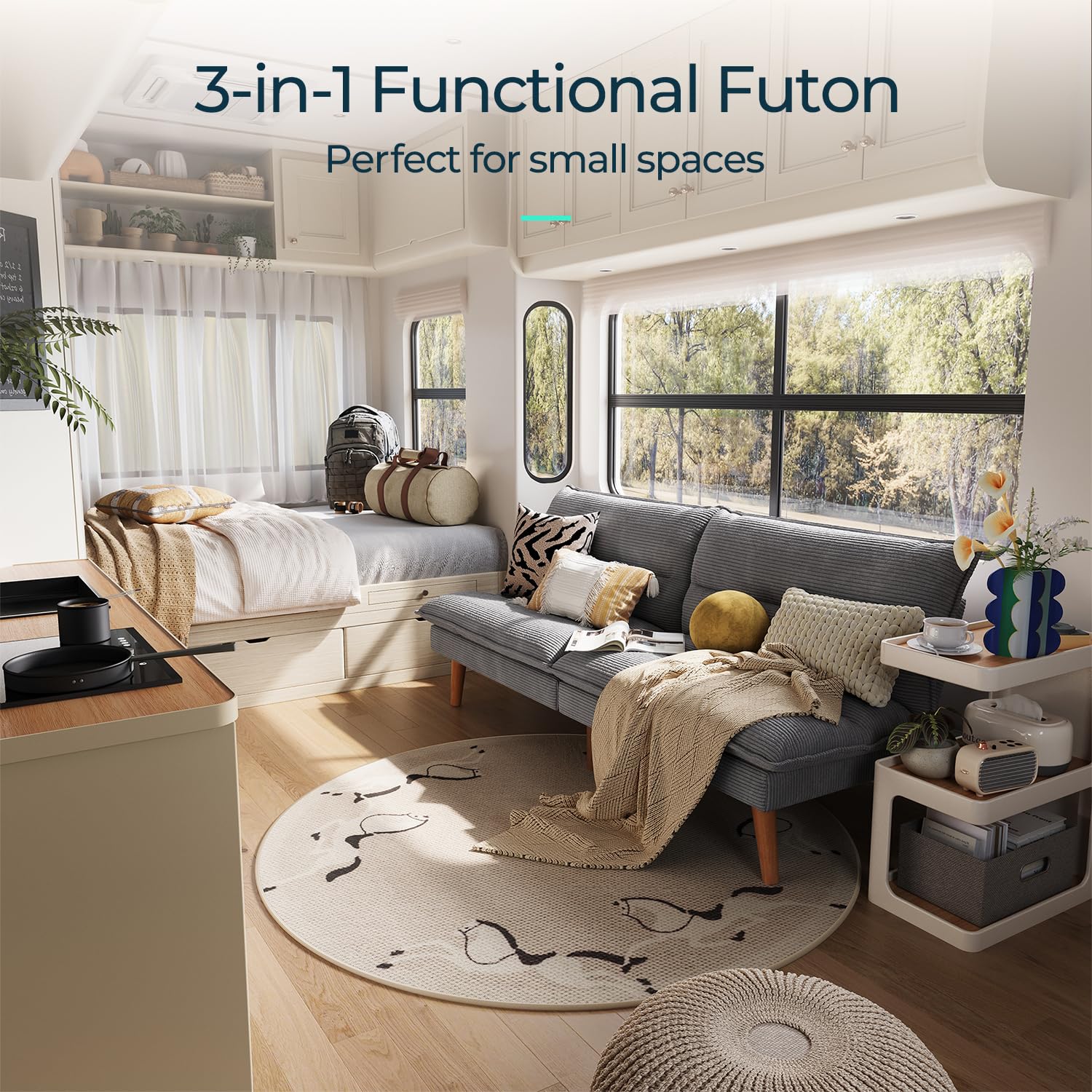 LINSY LH159SF4 Sofabed, Dark Grey