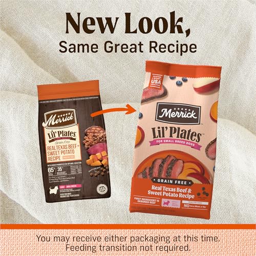 Merrick Lil’ Plates Premium Grain Free Dry Dog Food For Small Dogs, Real Texas Beef And Sweet Potato Kibble - 4.0 lb. Bag