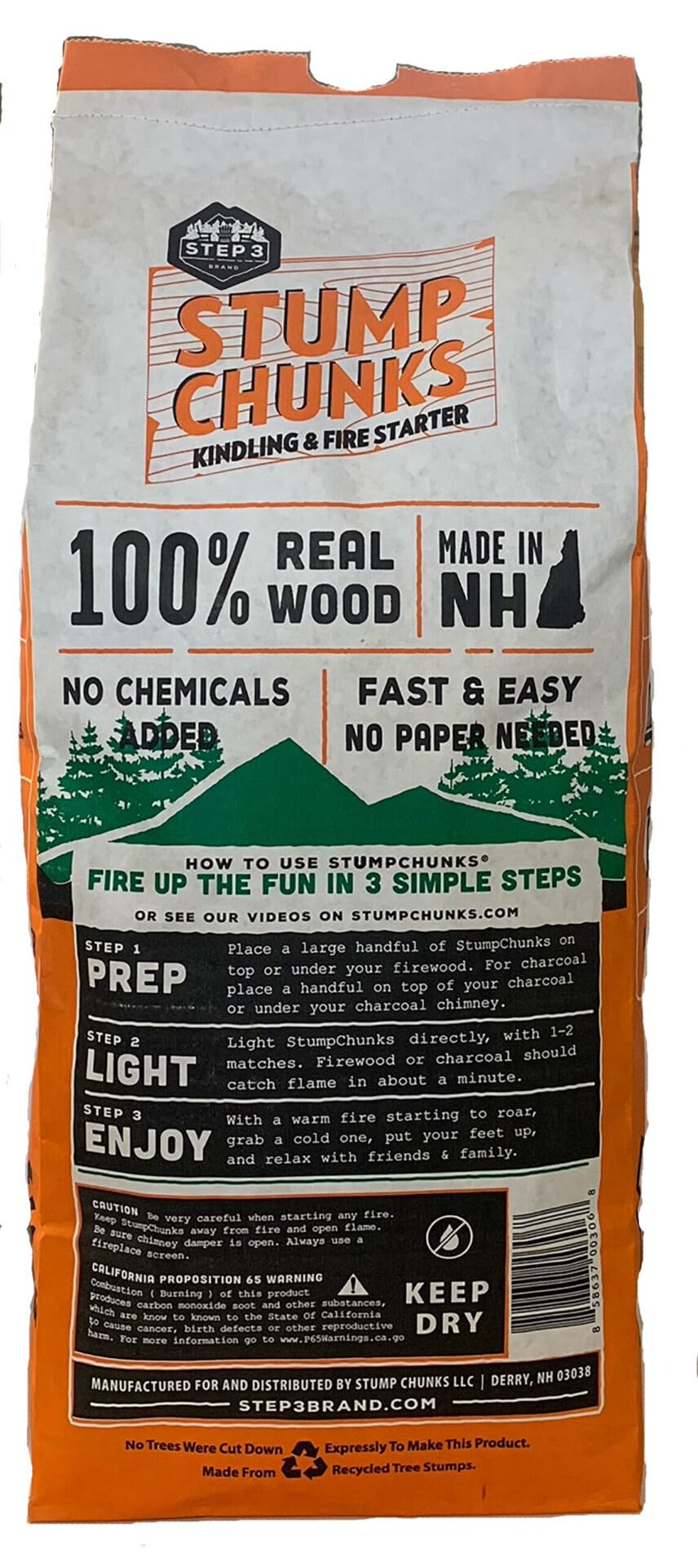 Stump Chunks: SC-15 1.5 Cu Ft Kindling & Fire Starters - Natural Fire Kindling Wood Sticks & Firewood Starter - Firestarter Sticks from Recycled Tree Stumps - Large Bag