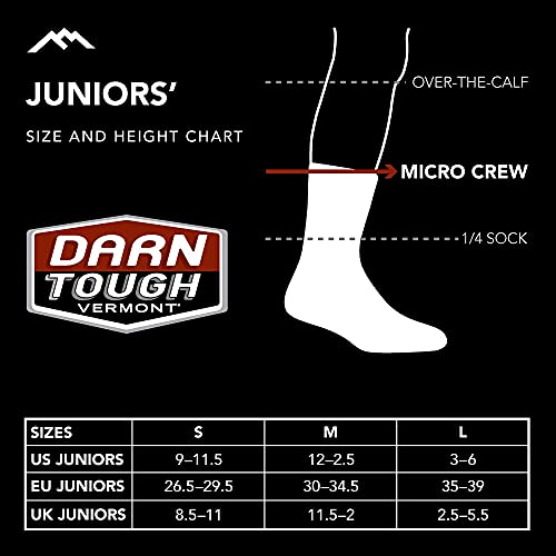 Darn Tough 3023-C-3021-05 Light Hiker Jr. Micro Crew Lightweight with Cushion Gray Large