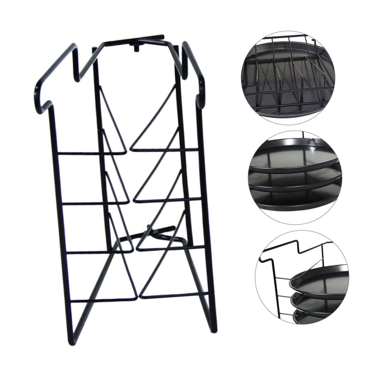 EXQUIMEUBLE pizza tray riser rack cooling rack roasting pan food platter stand metal tabletop pizza tray stand dish display stand metal dish rack pizza pan holder iron multi-layer metal plate