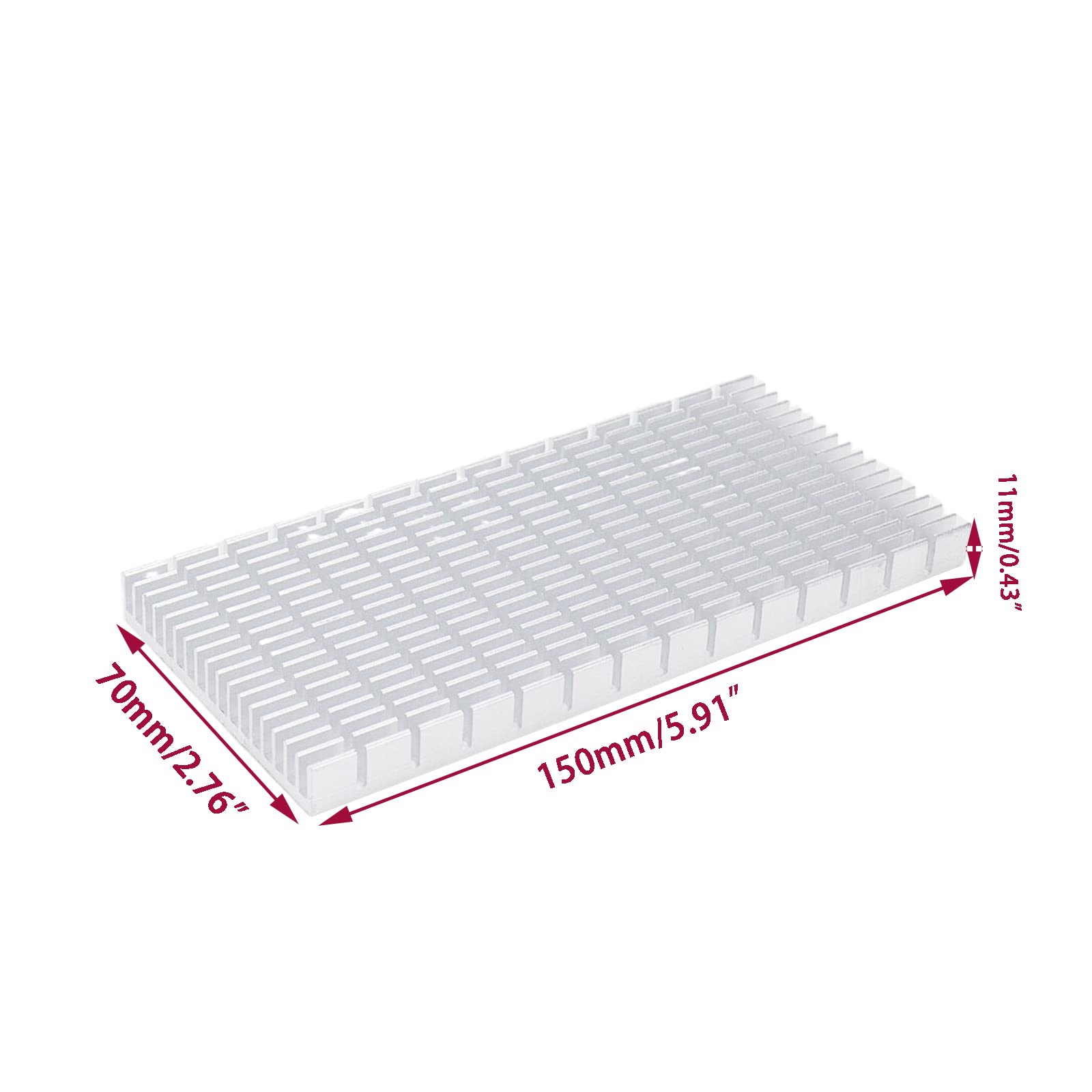 LC LICTOP Aluminum Heat Sink Silver Tone Heatsink Module Cooler Fin Heat Radiator Board Cooling for Amplifier Transistor Semiconductor Devices (150x70x11mm)