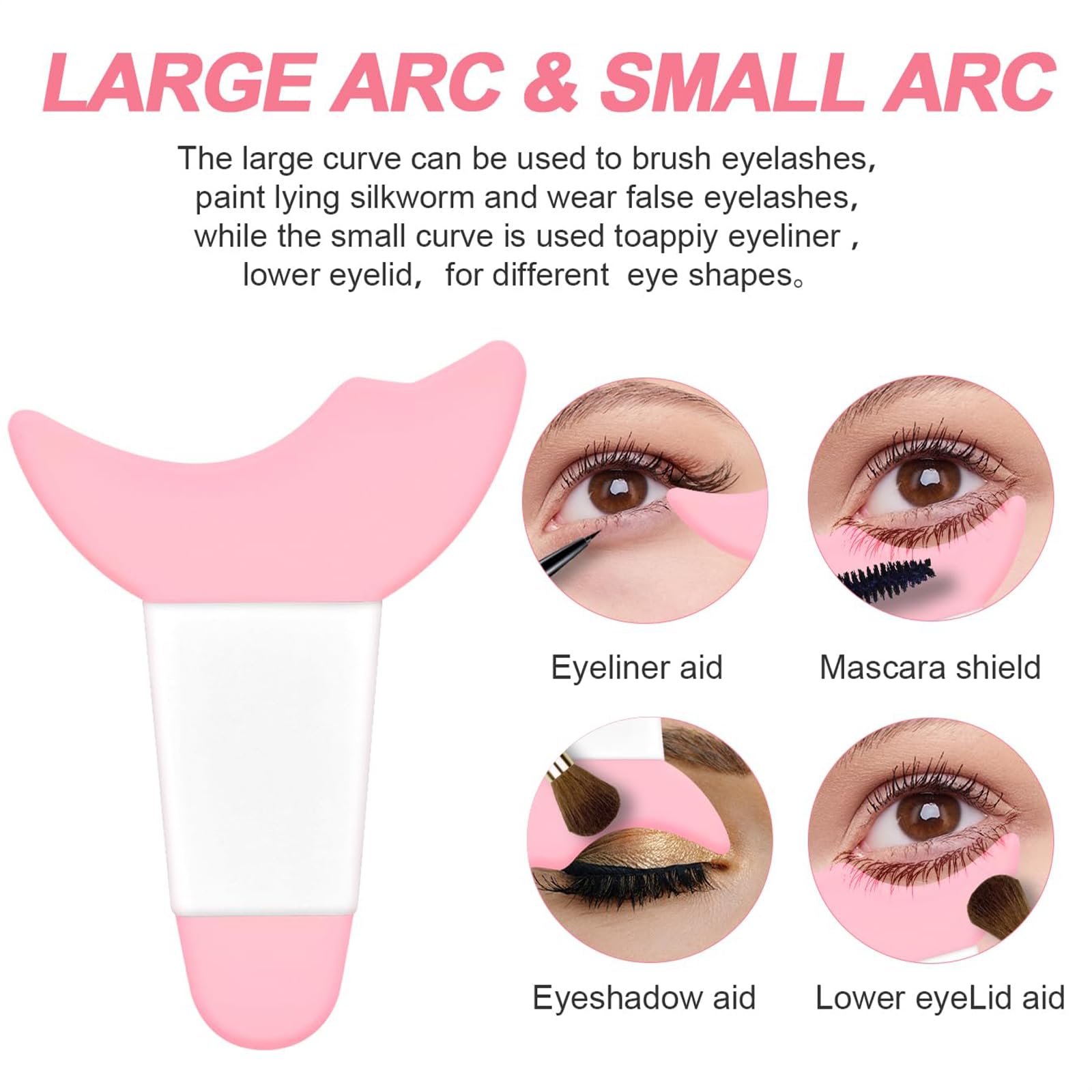 Eyeliner Stencils 4Pcs Reusable Silicone Eyeliner Aid Winged Eyeline Tip Multifunctional Eye Makeup Tool Kit Mascara Shield Eyelash Eyebrow Eyeshadow Lipstick Applicator Guide Tool(Pink)