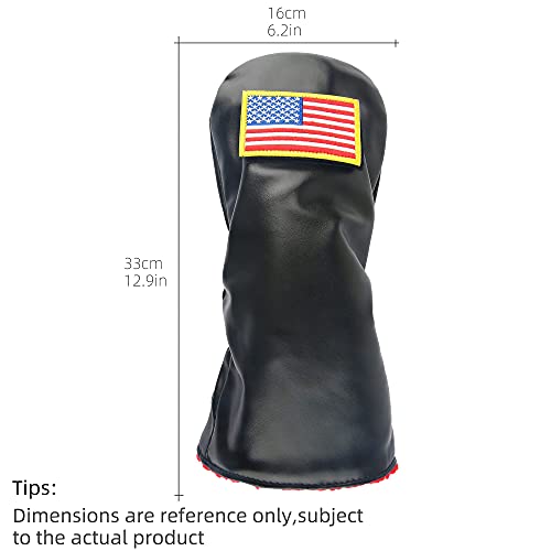 Golf Club Head Cover, Leather Golf Driver Head Covers 460CC with Replaceable Embroidery Badges (US Embroidery)