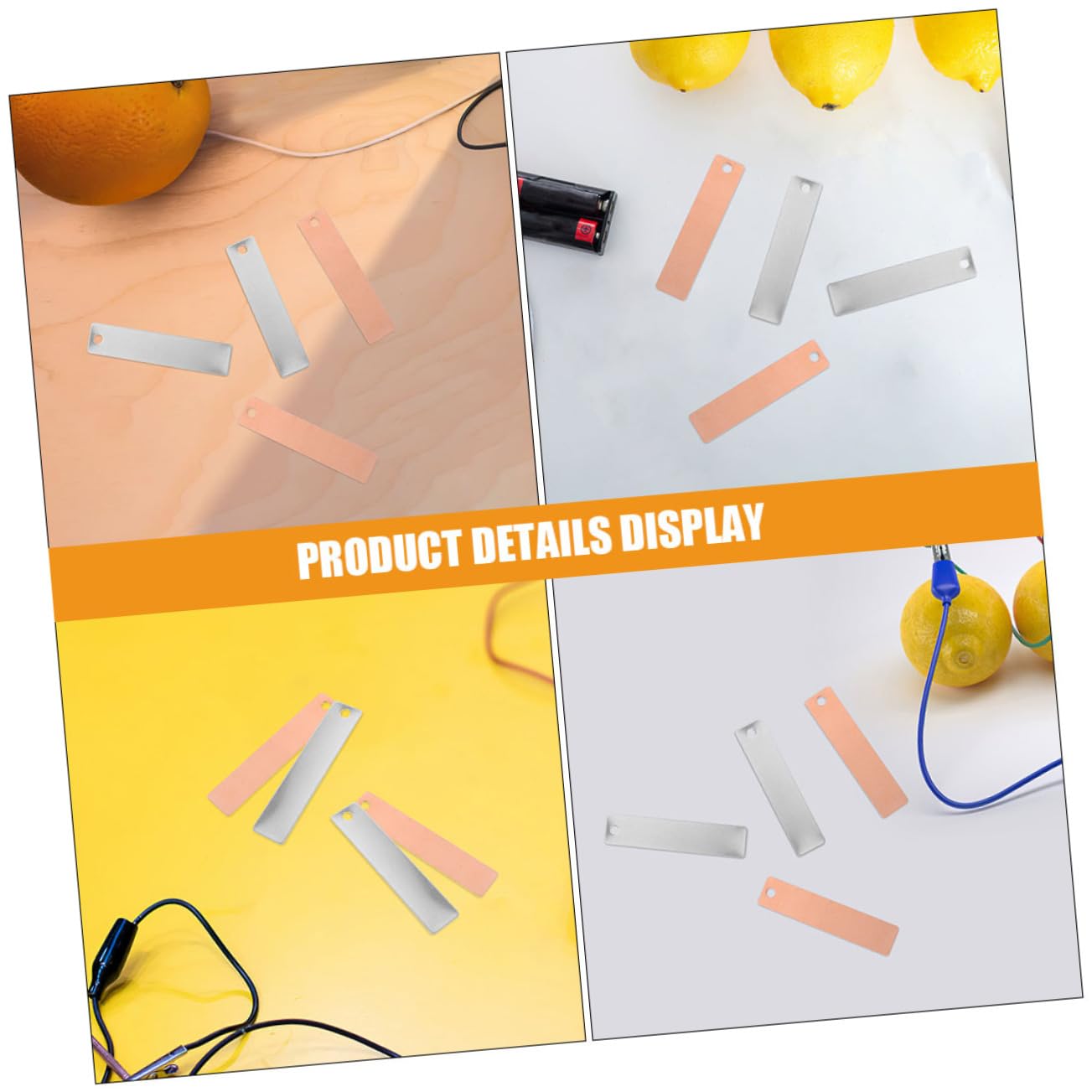 NESTINGHO 8 Pairs Battery Electrode Sheet Zinc Anode Copper Strip for Fruit Battery Experiment Anode for Zinc Plating Anode for Zinc Electroplating Fruit Battery Experiment Supplies