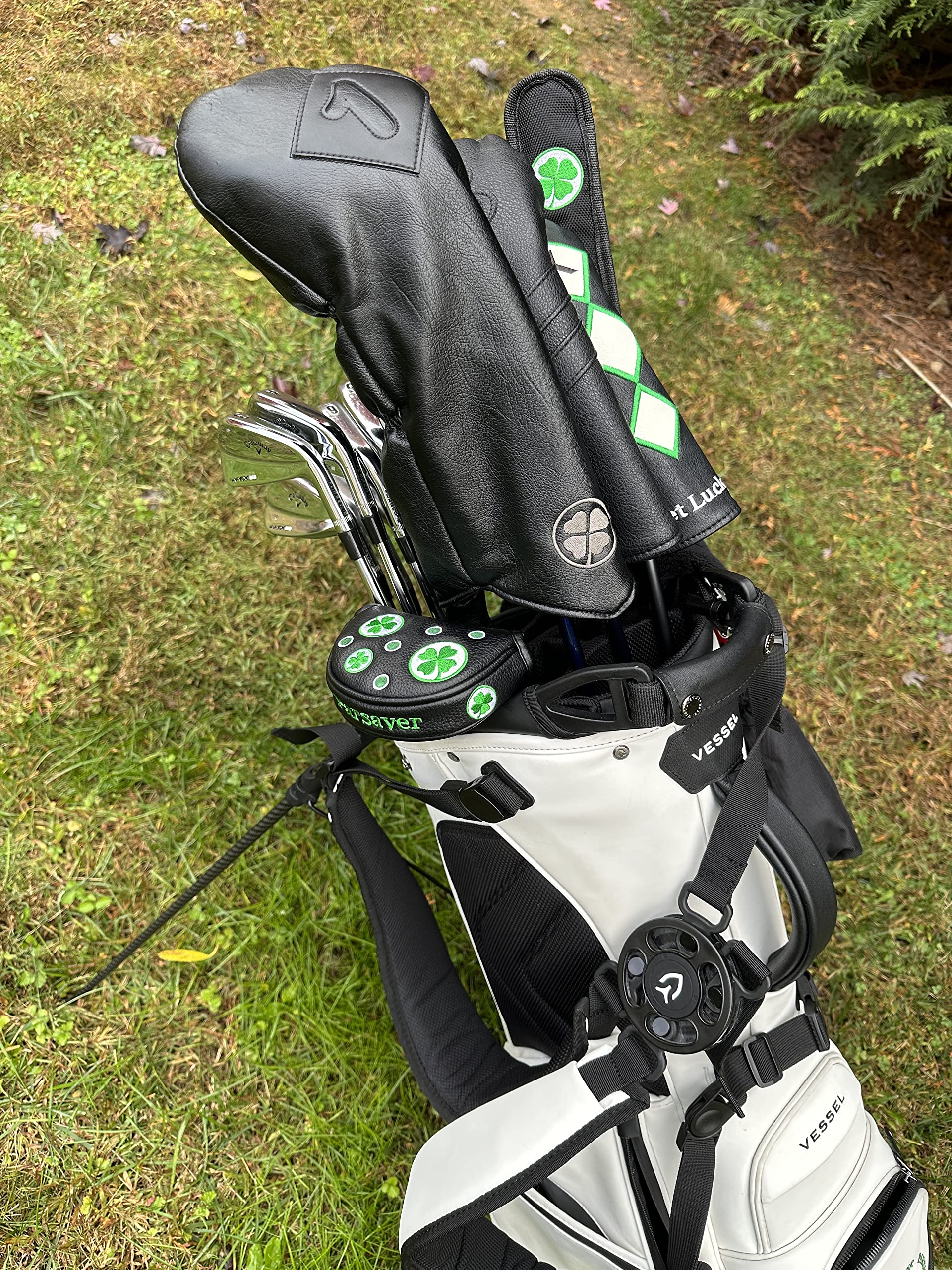 Half Mallet Putter Cover - Original Lucky Clover Putter Cover - Compatible with All Small Mini Mallet Putters - Odyssey, Scotty Cameron, Berttinardi, Taylormade, Titleist, Ping and Mizuno Putters.
