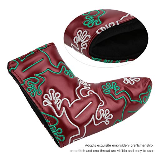 Embroidery Putter Headcover, Waterproof Golf Putter Head Cover, with Strong Magnetic Closure, Wine Red for Golf Home(Red Wine)