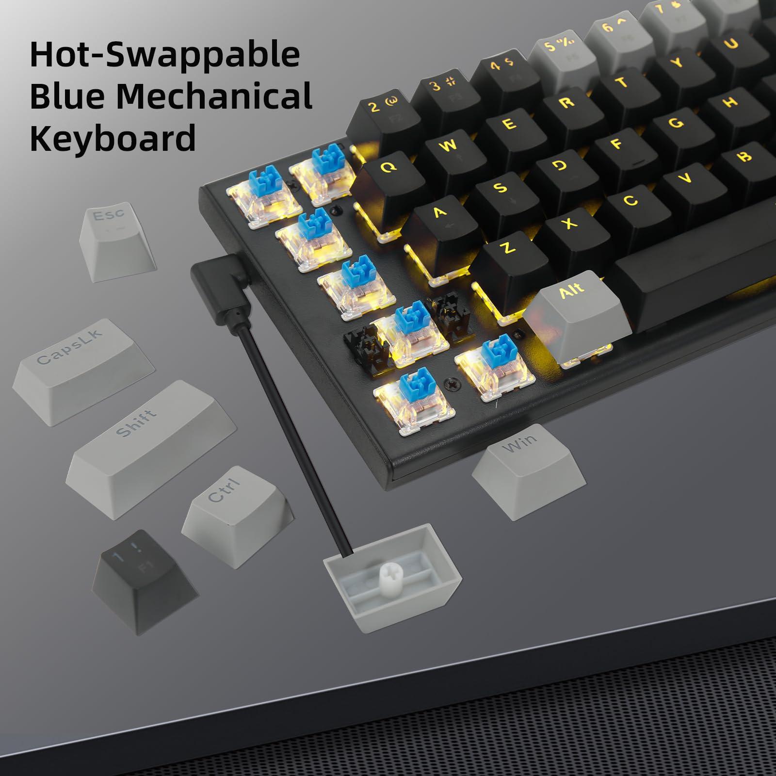 E-YOOSO 60% Mechanical Gaming Keyboard Rainbow Backlit 87 Keys, Z77 TKL Mechanical Keyboards for Laptop Desktop PC - Brown Switch, Pink