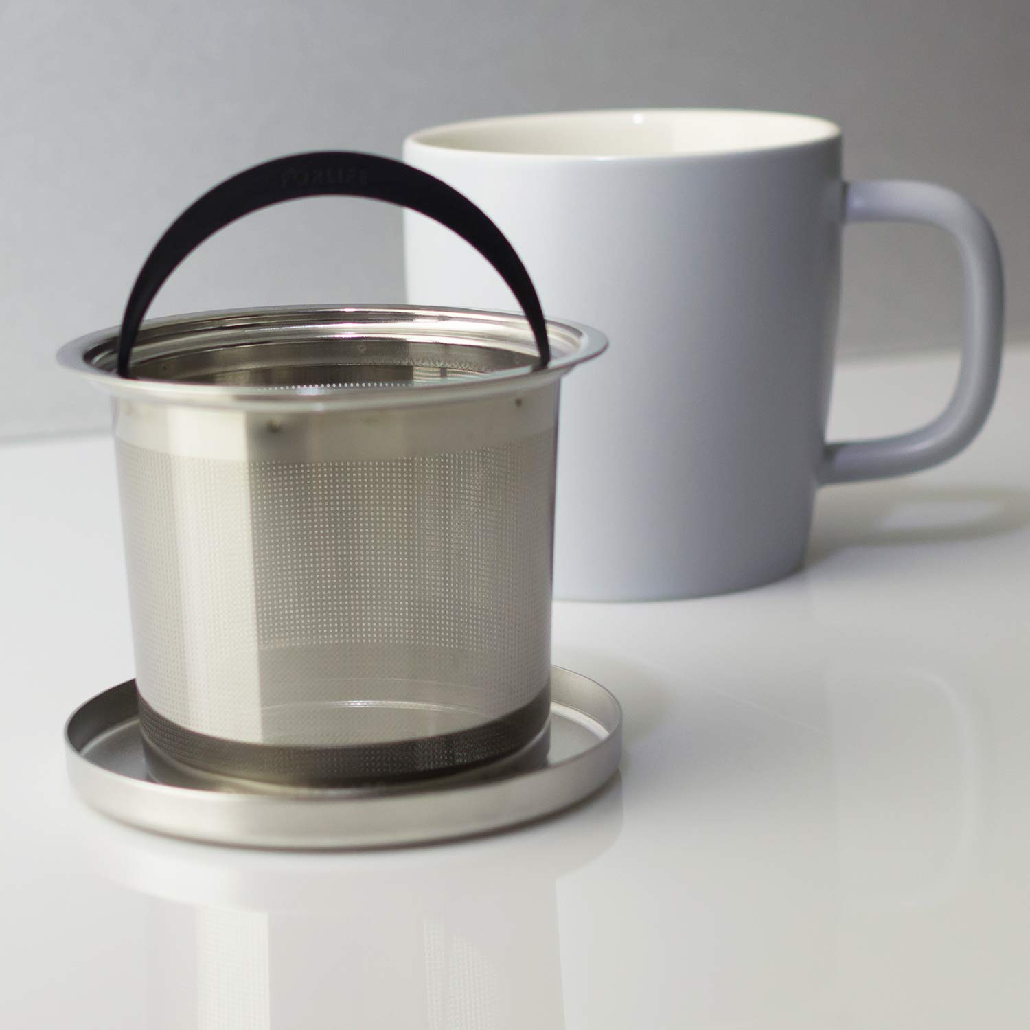 FORLIFE Dew Satin Finish Brew-In-Mug with Basket Infuser & Stainless Lid 11 oz. (Lavender Mist)