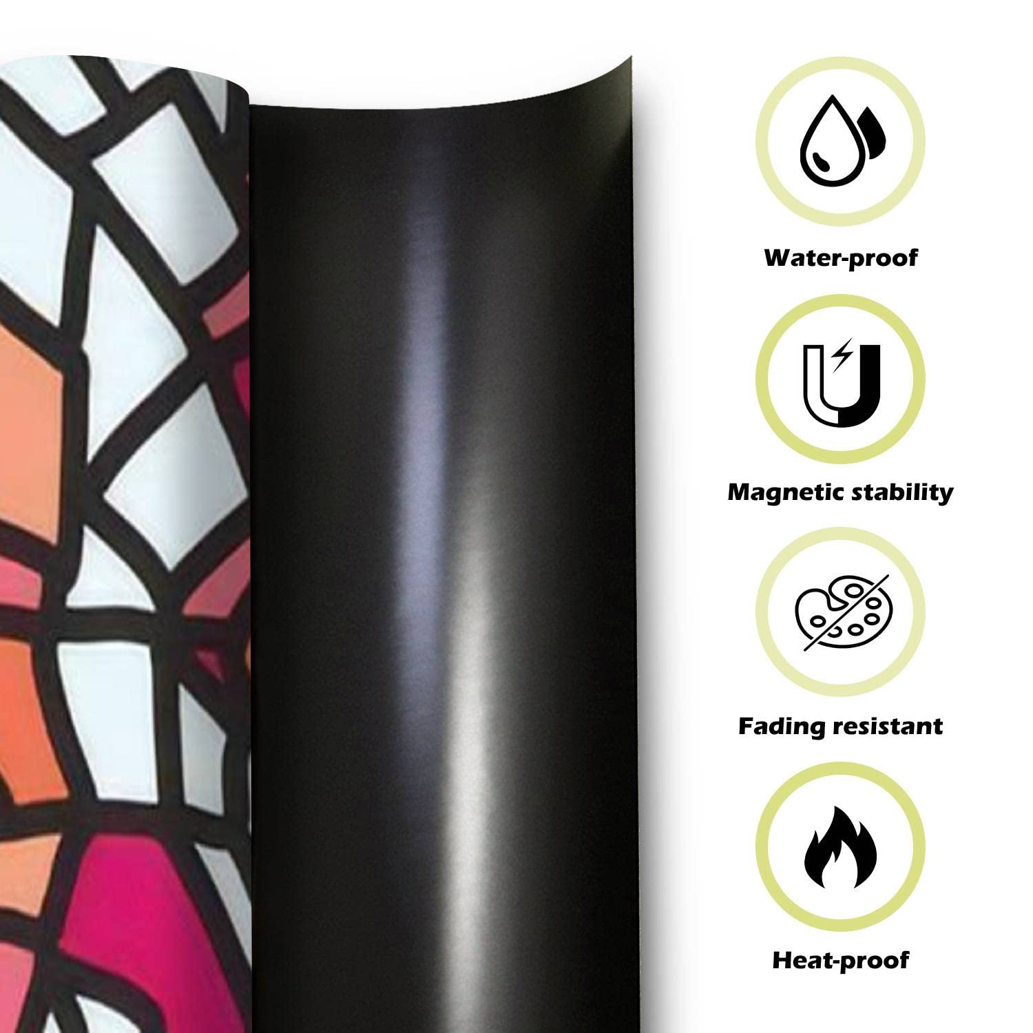 Dishwasher Magnet Cover Abstract Modern Stained Glass Magnetic Refrigerator Stickers Decorative Appliance Cover Fridge Panels Metal Door Garage 23x26in