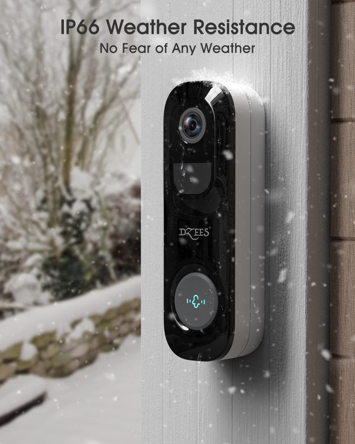 Dzees Doorbell Camera Wireless, 2K Video Doorbell Wireless, WiFi Doorbell with AI Analysis, Rechargeable Wireless Battery, IP65 Weatherproof, 2-Way Audio, 160º Wide-Angle, Anti Theft