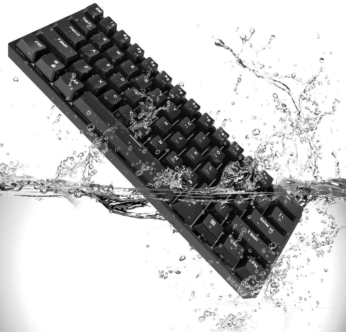 DIERYA DK61E 60% Mechanical Gaming Keyboard, RGB Backlit Wired PBT Keycap Waterproof Type-C Mini Compact 61 Keys Computer Keyboard with Full Keys Programmable (Gateron Optical Brown Switch) (Renewed)