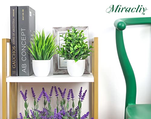 Miracliy 4 Packs Fake Plants Small Artificial Faux Plants Indoor for Home Office Farmhouse Bathroom Decor