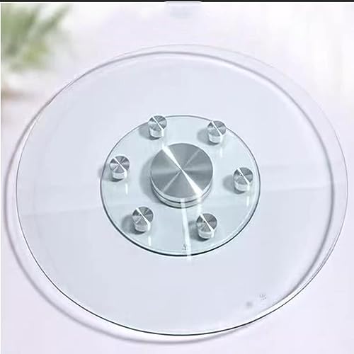 DOUKI 40" Glass Lazy Susan Turntable For Dining Table Rotating Serving Plate, Large Tabletop Rotating Tray With Anti-Tilt Auxiliary Wheels (Color : Clear, Size : 28inch(70cm))