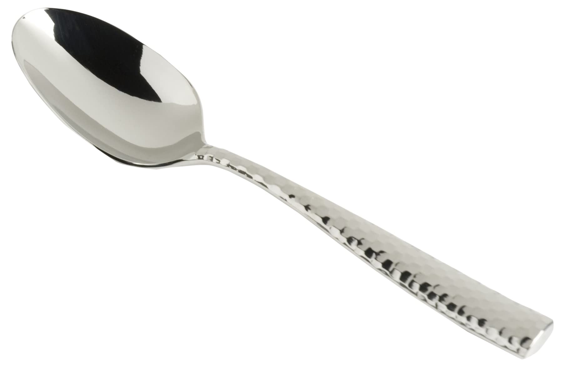 Fortessa Lucca Faceted 18/10 Stainless Steel Flatware Dessert/Oval Soup Spoon, Set of 12
