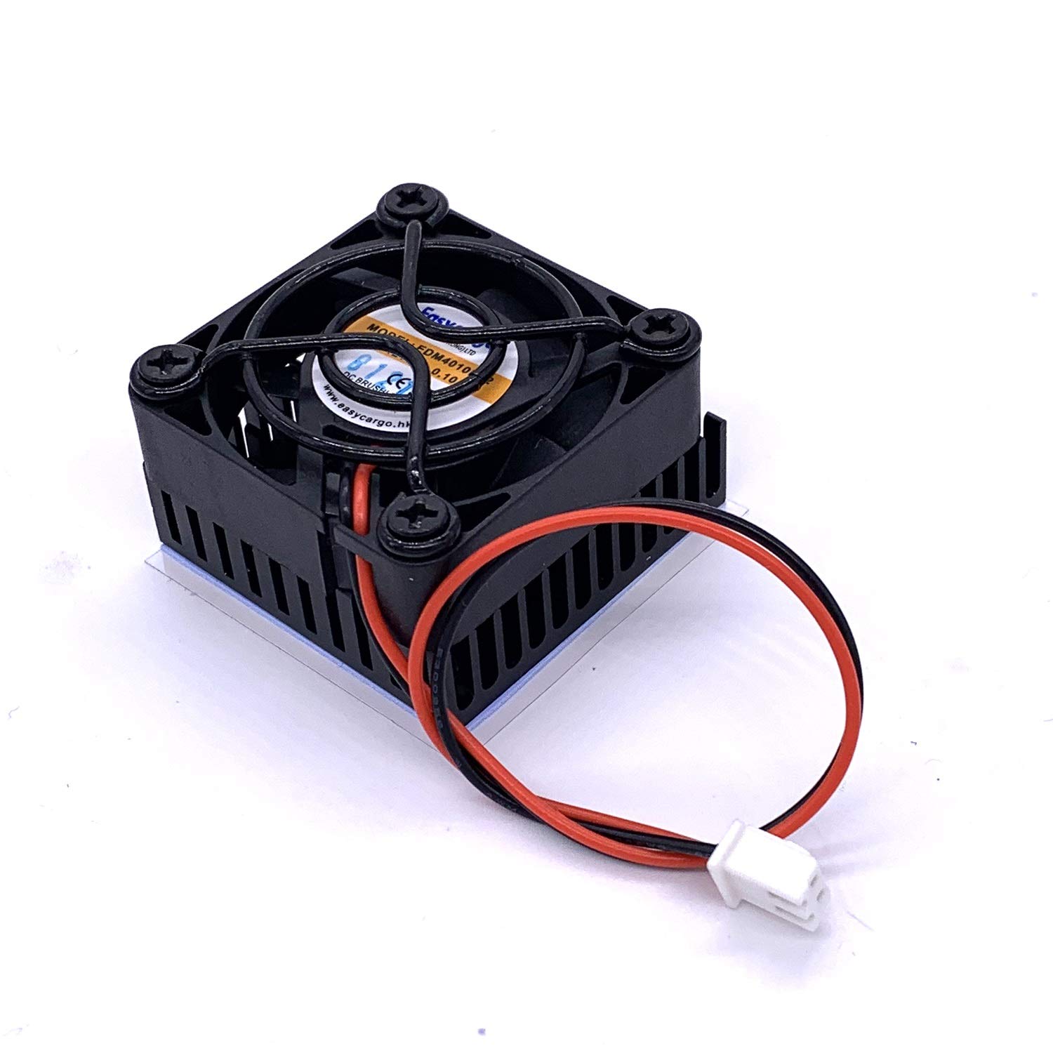 Easycargo 40mm Heatsink Fan 12V Kit, Cooler Heat Sink 40x40mm + 12V Ball Bearing Fan + Thermal Tape + Grill Screw Mounting Kit (1)