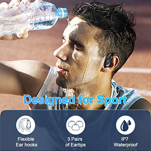 Wireless Earbuds Bluetooth 5.3 Headphones 42Hrs Playtime in Ear Buds Sports Earphones with Hi-Fi Stereo, Over-Ear Earhooks Headset with Dual LED Display/IP7 Waterproof/Noise Cancelling for Workout