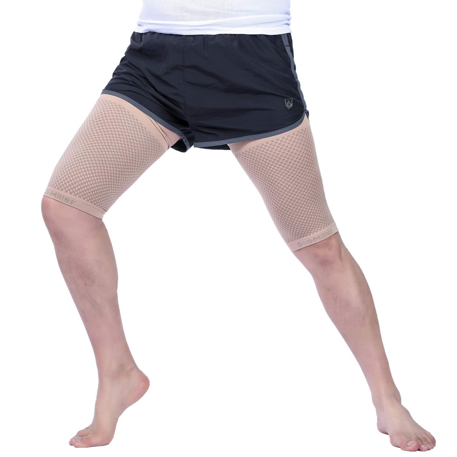 Doc Miller Thigh Compression Sleeve for Men Women 1 Pair β Quad & Thigh Compression Wrap - Braces for Thigh Pain Muscle Recovery - Hamstring Compression Sleeve Silicone Band - 1 Pair