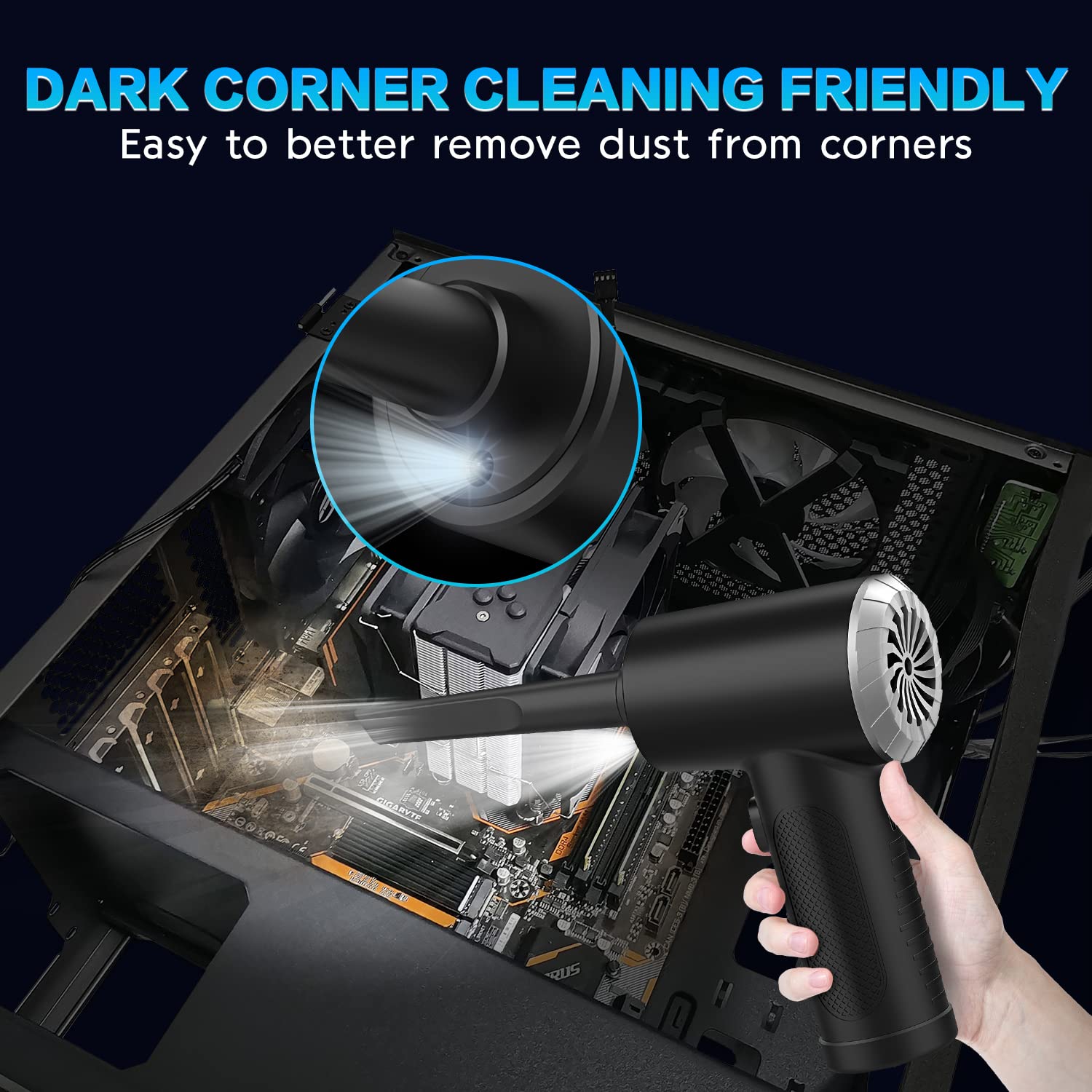 Kairiyard Compressed air Duster, Electric Air Duster 9000mAh 91000RPM Good Replace Compressed air can, Rechargeable Portable Cordless Air Duster Can for Computer Keyboard Electronics Car Cleaning