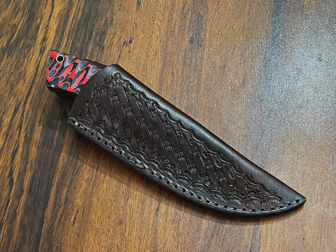 SOGO KNIVES Leather Knife Sheath For Belt, Slanted Sheath, Tooled Leather Sheath, Beautiful 8 TO 9 inches Hunting Knife fixed blade Leather Cover 100% Real Leather (BROWN)