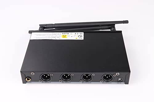 Debra Audio Pro UHF 4 Channel Wireless Microphone System with Cordless Handheld Lavalier Headset Mics, Metal Receiver, Ideal for Karaoke Church Party (with 4 Handheld (A))