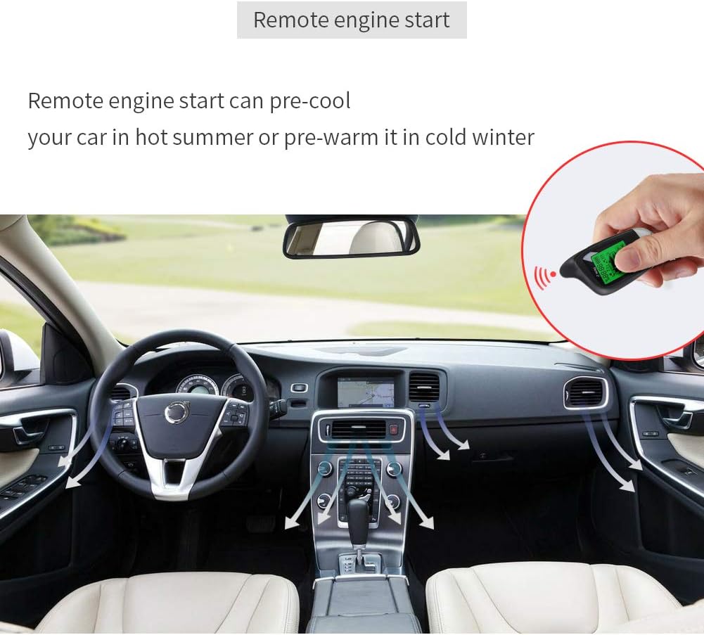 EASYGUARD EC202 2 Way car Alarm System with LCD Pager Display Remote Engine Start & Microwave Sensor DC12V