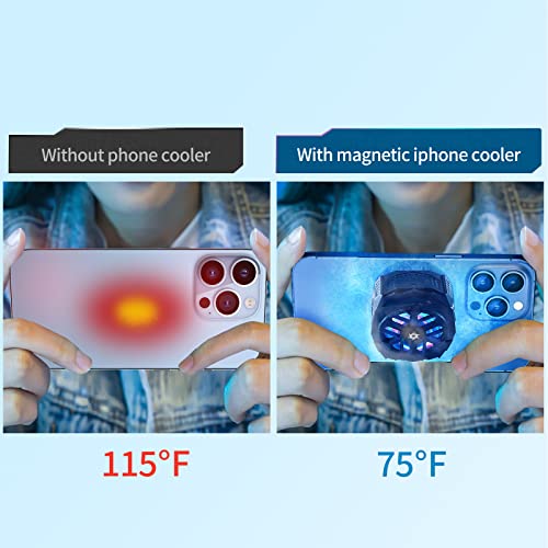 Wireless Phone Cooler Fan, Magnetic Wireless Phone Cooling Fan Wireless Cell Phone Cooler for Gaming Wireless, Phone Cooler for Sauna Compatible with iPhone, Samsung and Google Pixel and More -Black