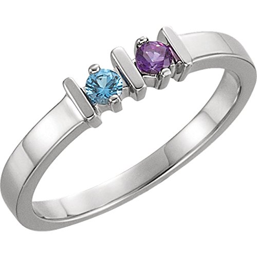 Family Mothers Ring 2 to 6 Birthstones 10k Yellow or White Gold