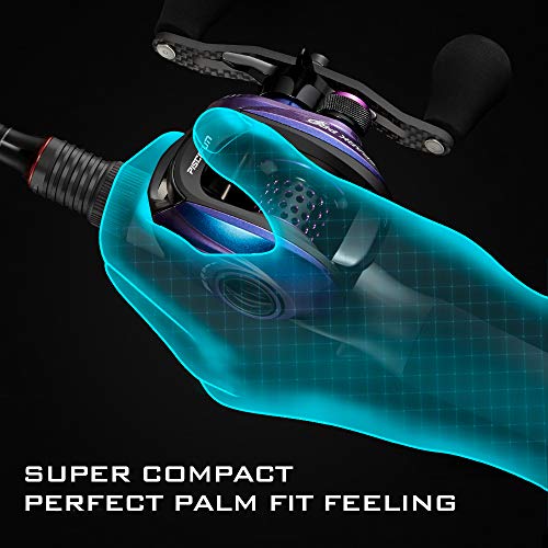 Piscifun Spark Pro Baitcasting Reel - Low Profile 6.6:1 Baitcaster Fishing Reel, Super Compact 16.5 LB Carbon Fiber Drag, 11 + 1 Shielded Ball Bearings Magnetic Brake System(Right Handed)