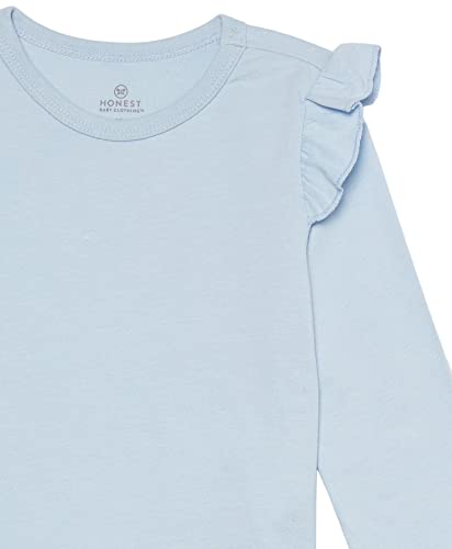 HonestBaby 3-Pack Organic Cotton Flutter Long Sleeve Fashion T-Shirts (LEGACY), Hand Drawn Nature Stipe Blue, 3T