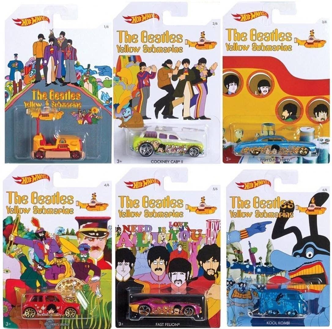Hot Wheels Exclusive Beatles Yellow Submarine Complete Set of 6 Diecast Vehicles