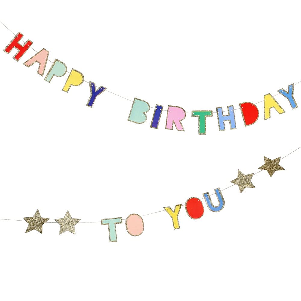 Meri Meri Happy Birthday to You Party Banner (Pack of 1), 14' Happy Birthday Banner