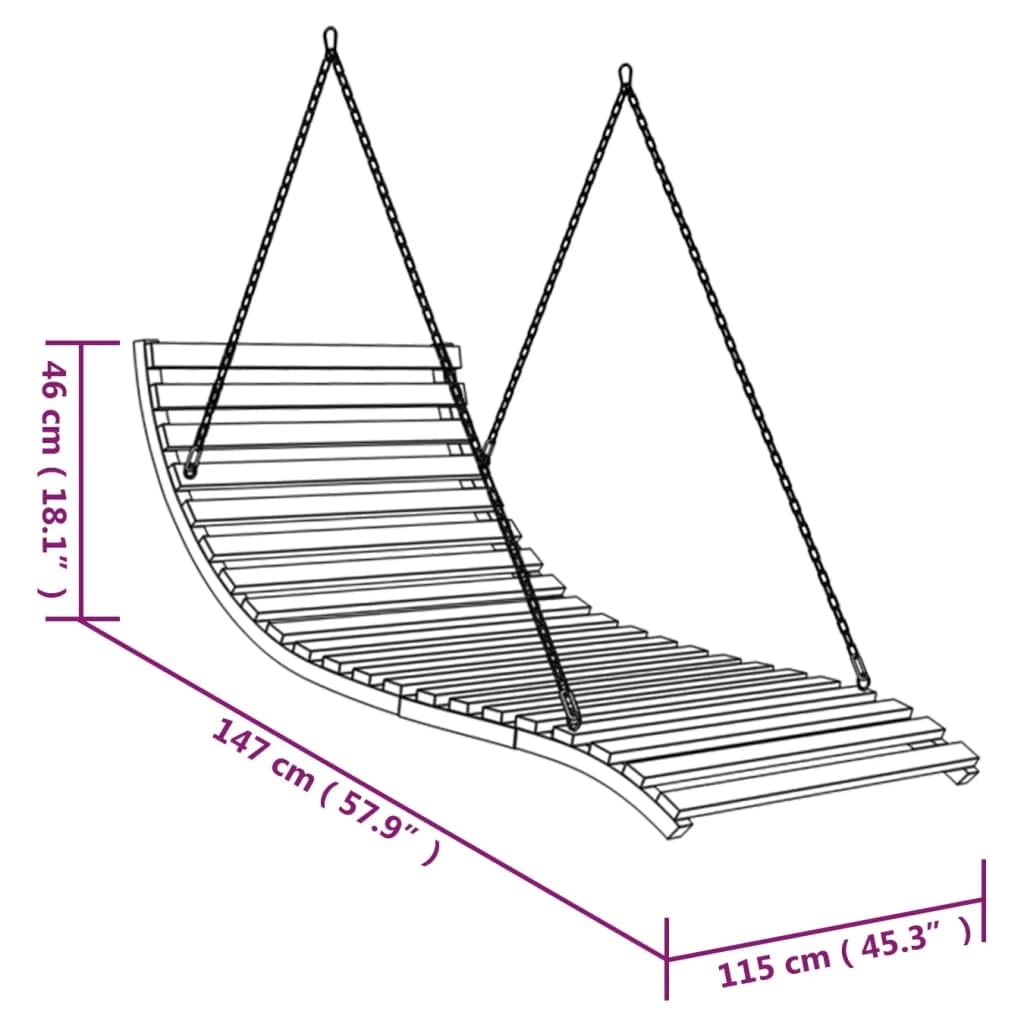 vidaXL Swing Bed, Patio Swing Chair, Hanging Daybed, Outdoor Swing Seat for Patio Garden Backyard Balcony Porch Lawn Deck, Solid Bent Wood