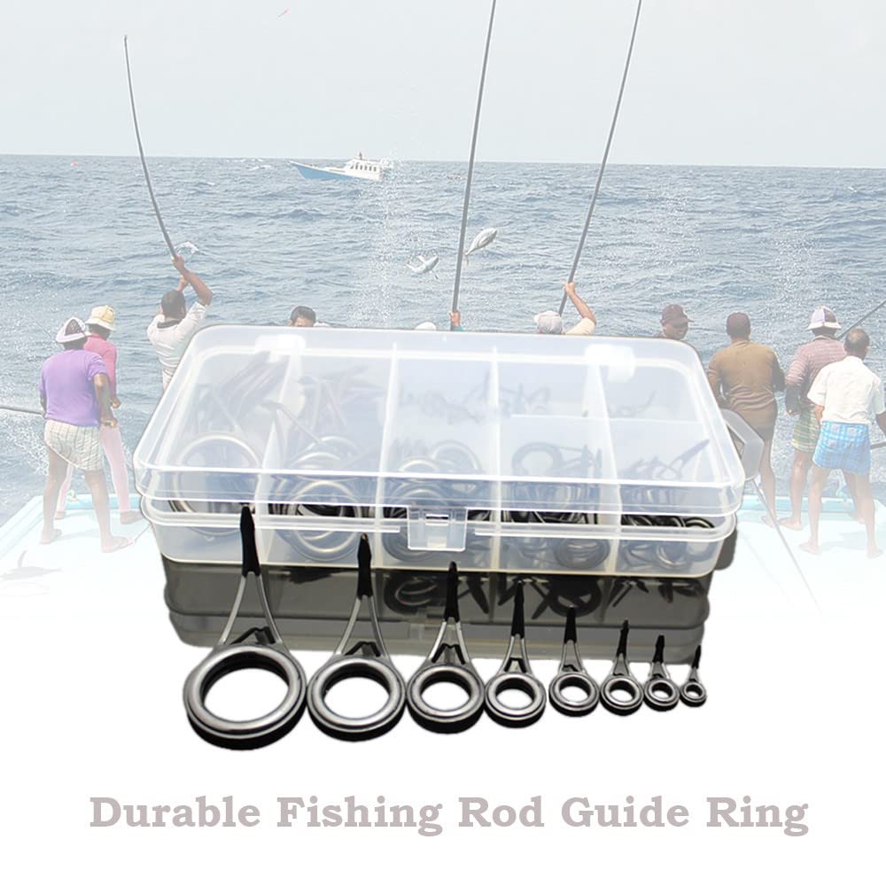 Docooler 75pcs Various Sizes Fishing Rod Guide Tip Fishing Line Spinning Guide Eyes Rings Tip Top Repair Kit Set